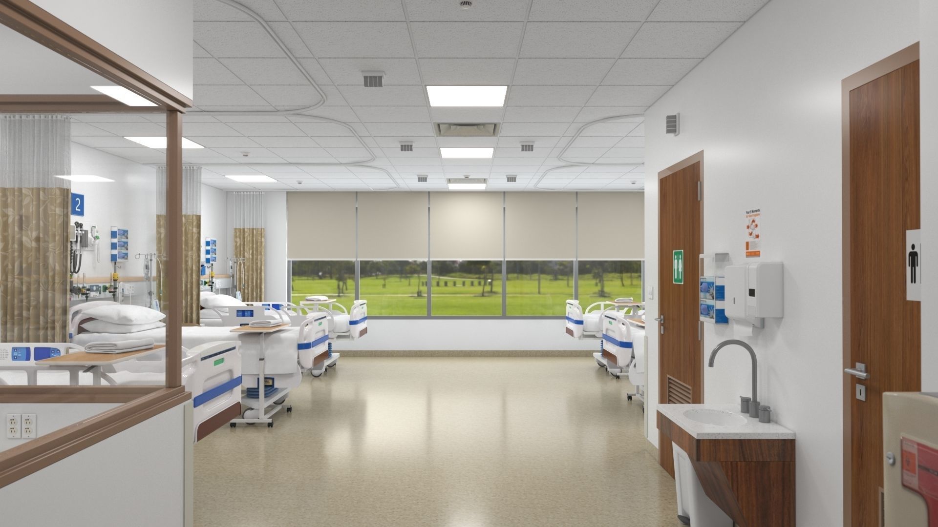 مدل سه بعدی بخش مراقبت ویژه بیمارستان - مغزابزار