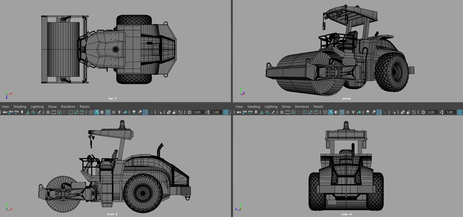 مدل سه بعدی ماشین غلتک بخار Steamroller - مغزابزار